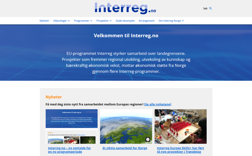 Interreg.no – ny nettside for en ny programperiode - Interreg.no